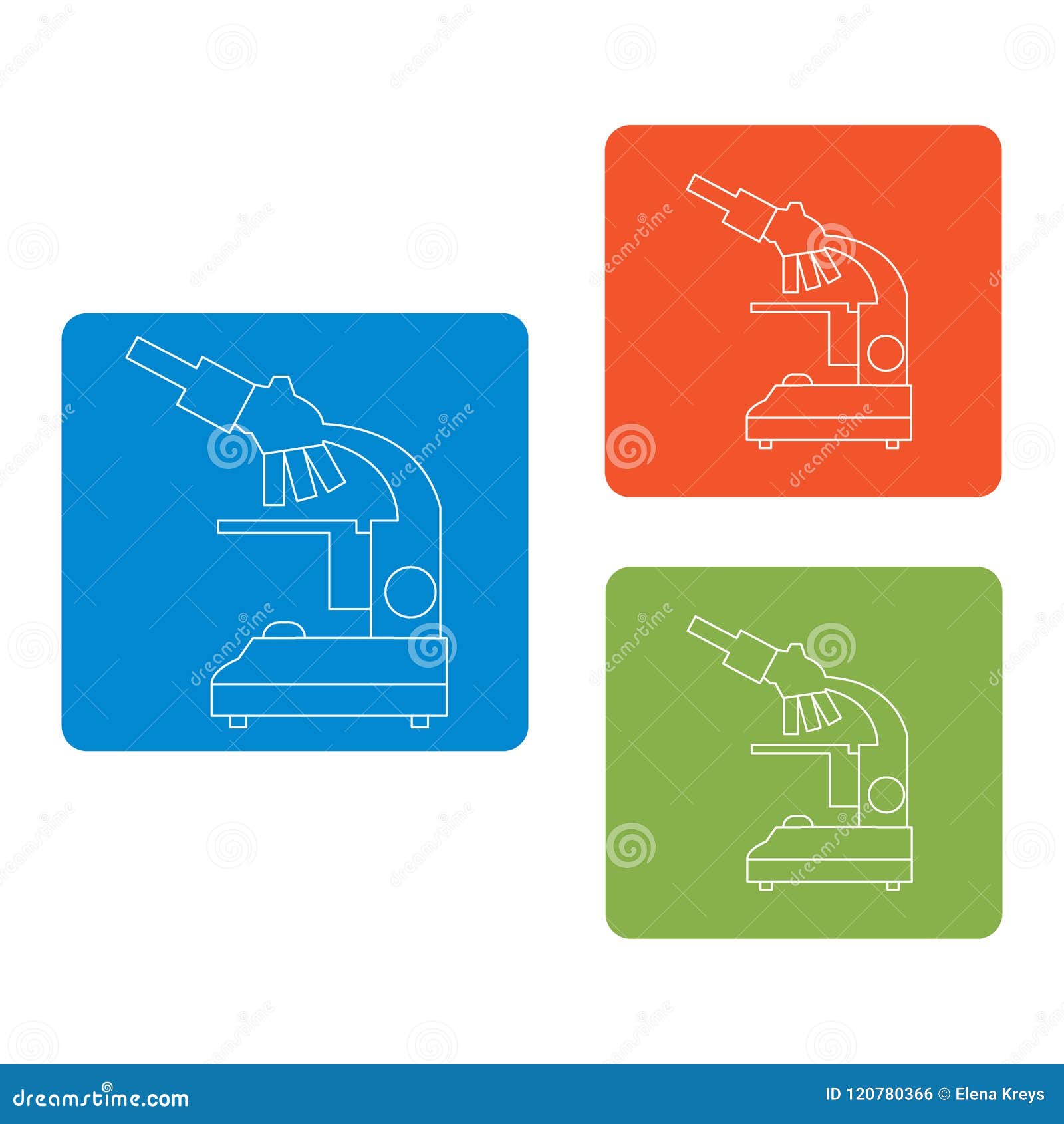 Stylized Vector Icons of Microscope in Different Colors. Laboratory ...