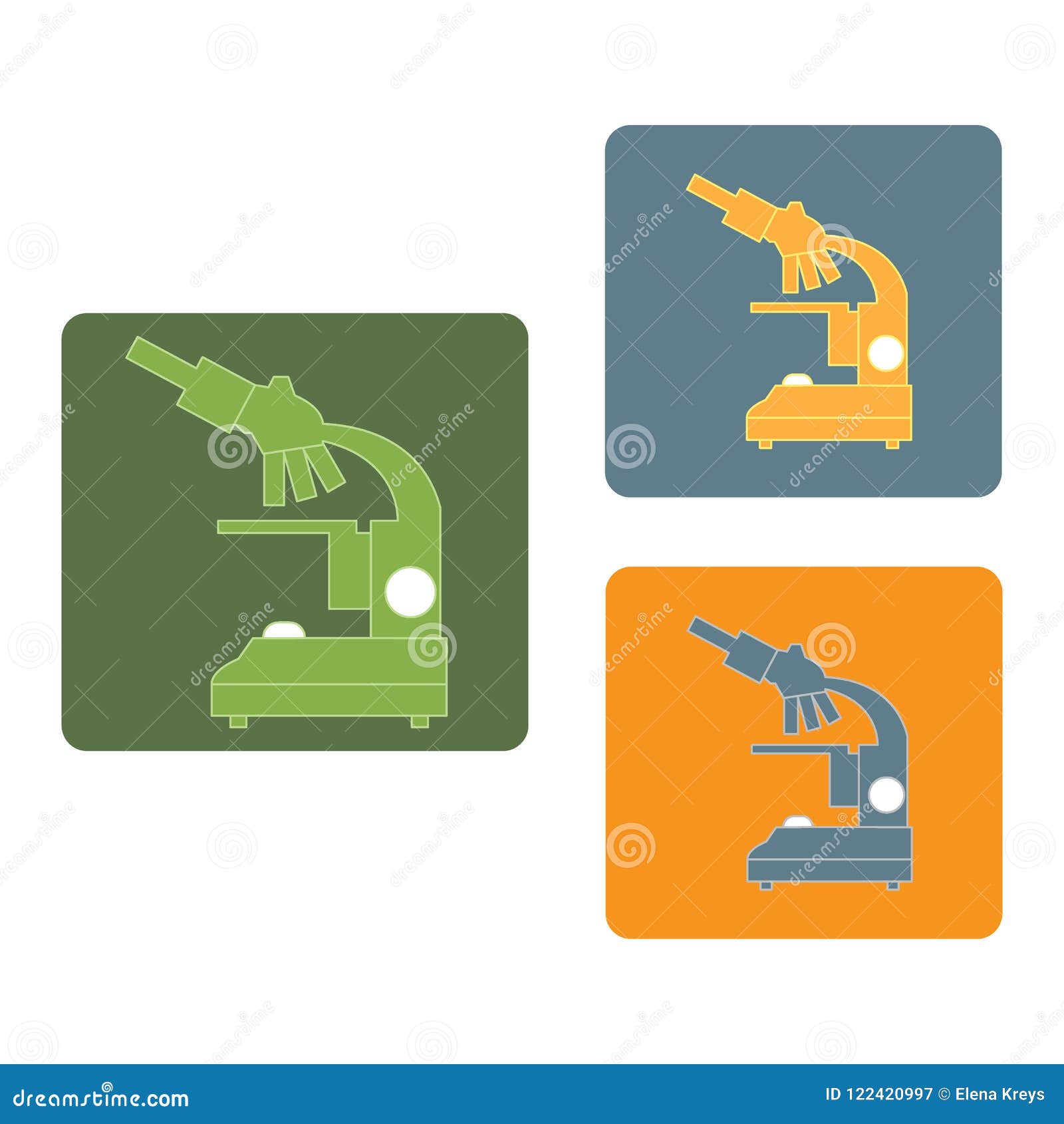Stylized Vector Icons of Microscope in Different Colors. Laboratory ...