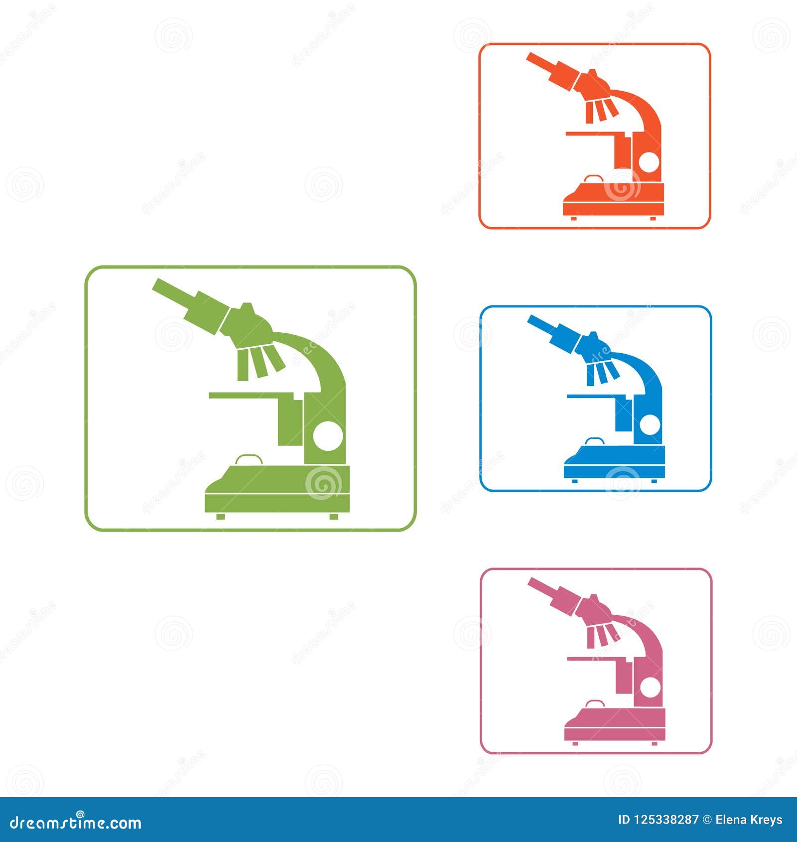 Stylized Vector Icons of Microscope in Different Colors. Laboratory ...