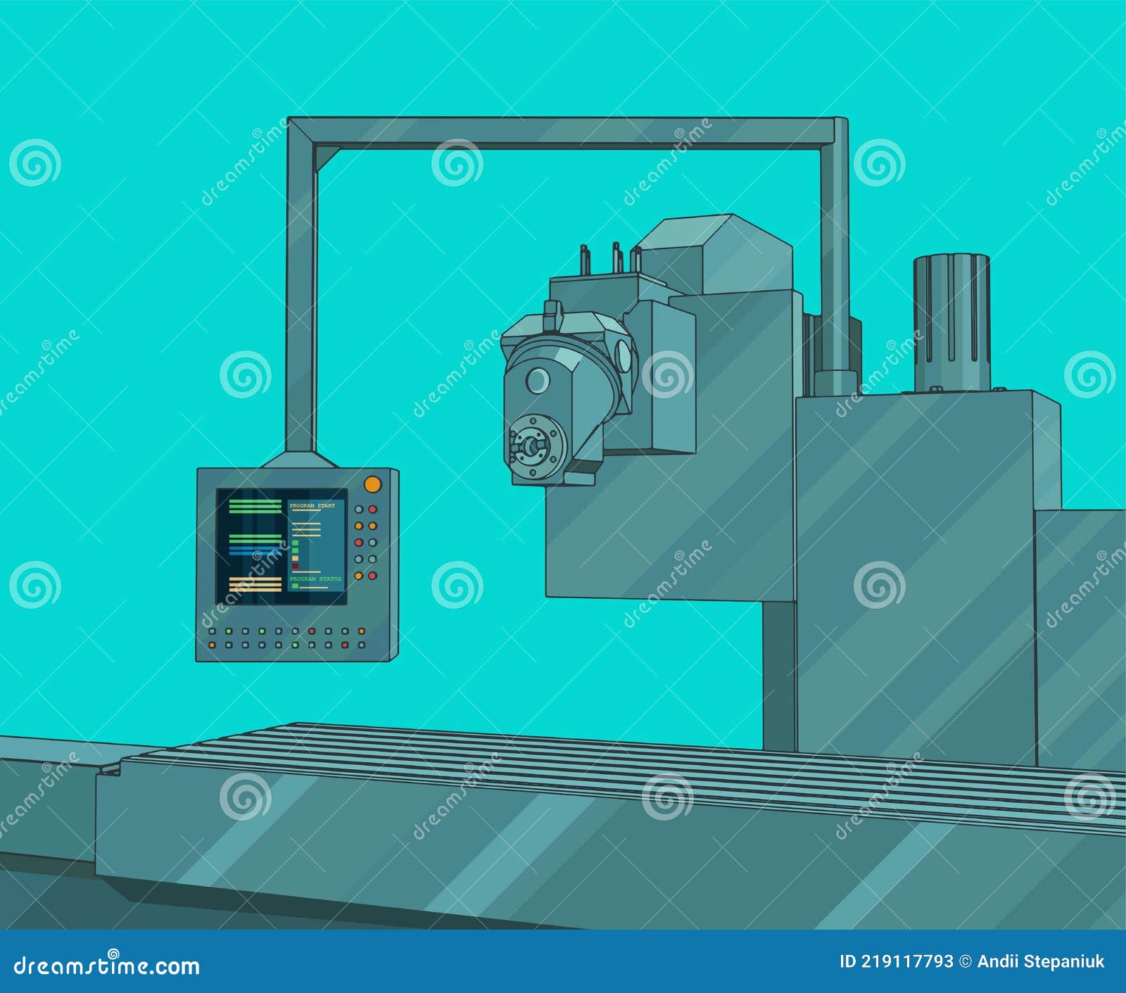 Automated Factory Line with Control Panel Stock Vector - Illustration ...