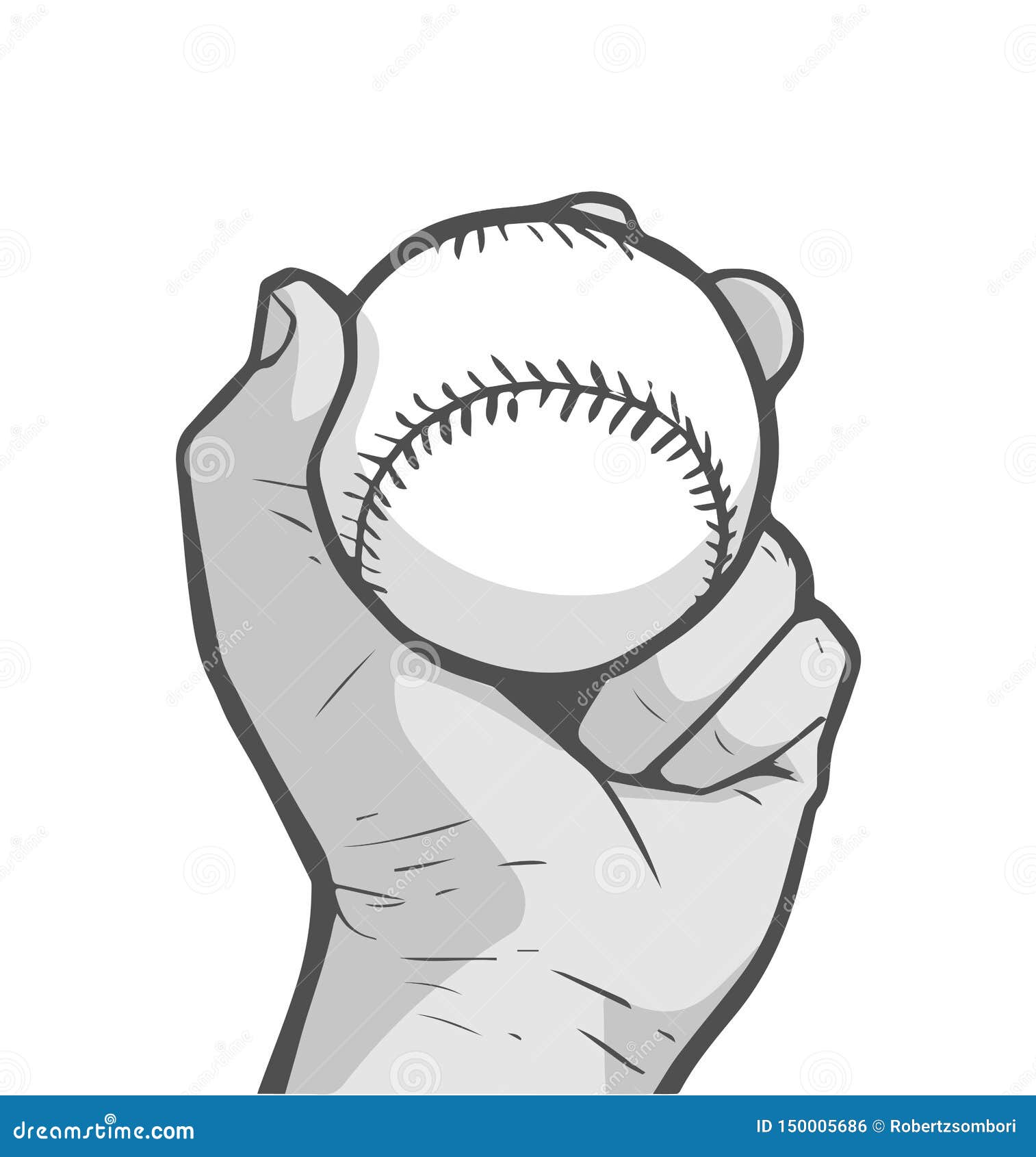 Illustration of Baseball Held in Hand Stock Illustration - Illustration ...