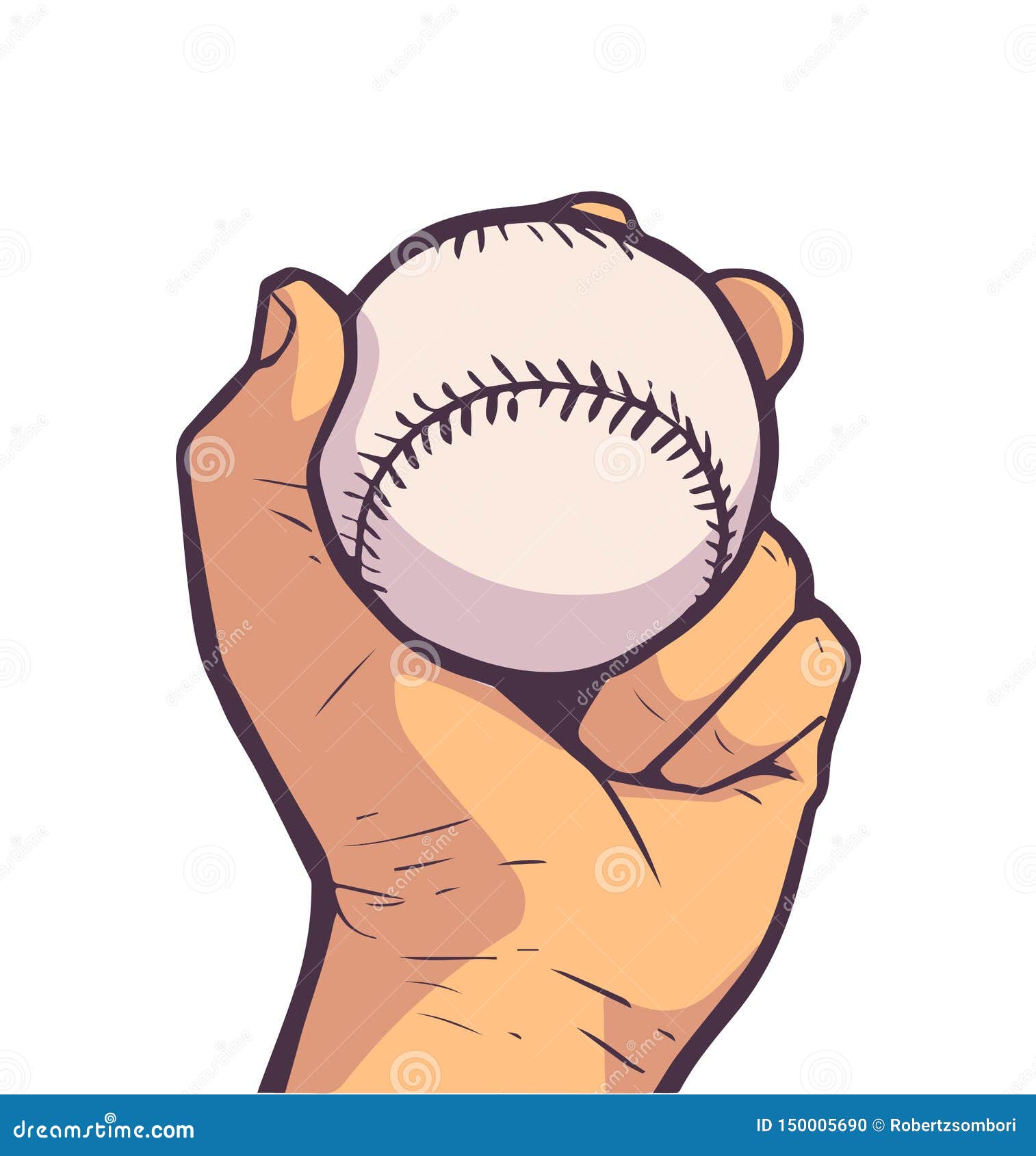 Illustration of Baseball Held in Hand Stock Illustration - Illustration ...