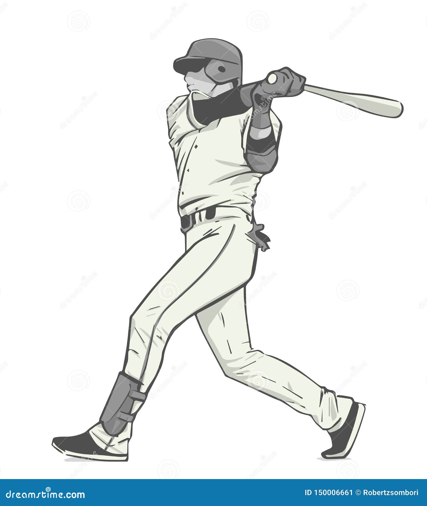 Illustration of Baseball Player Striking with Bat during Game Stock ...