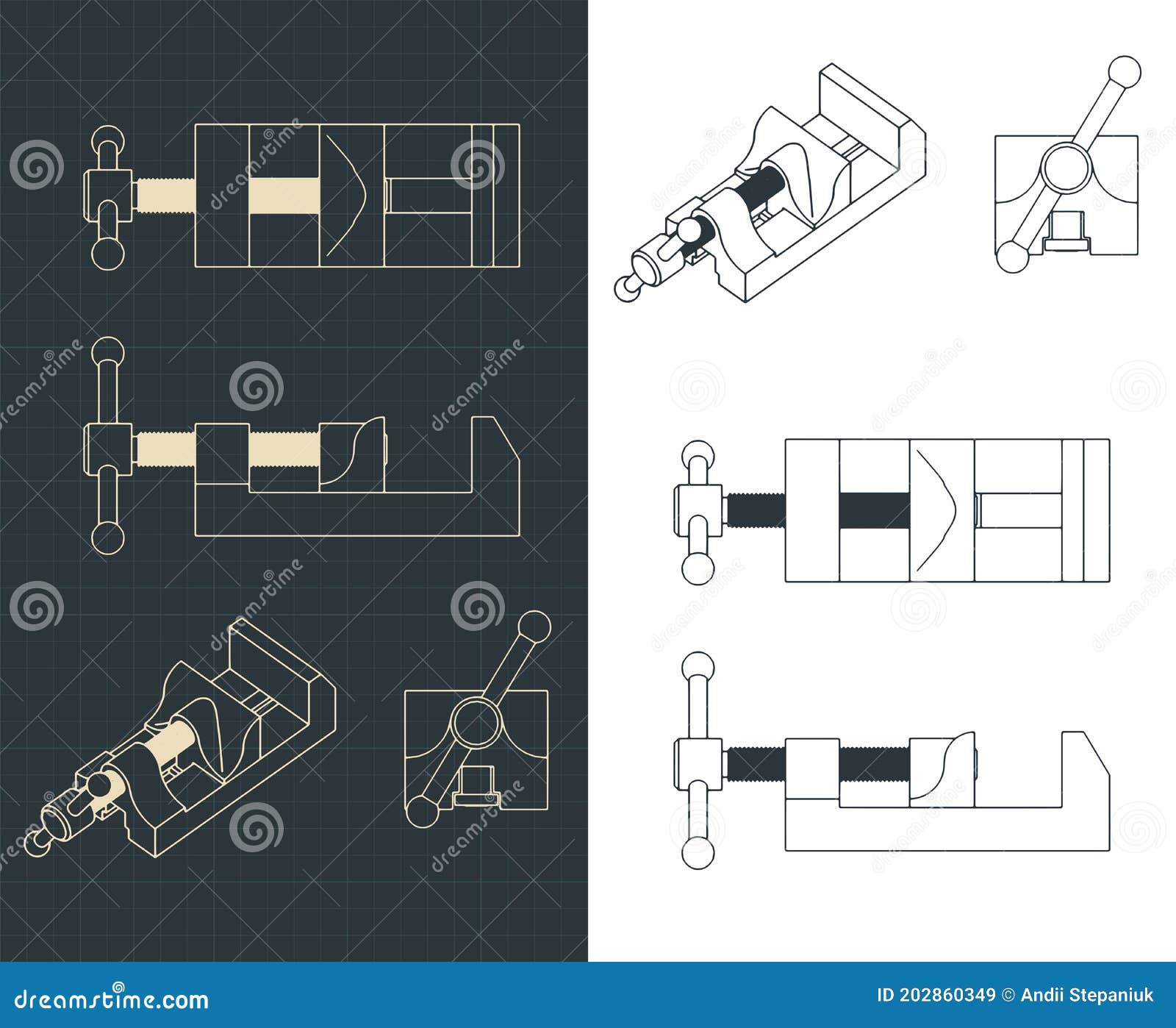 Bench vice drawings stock vector. Illustration of work - 202860349