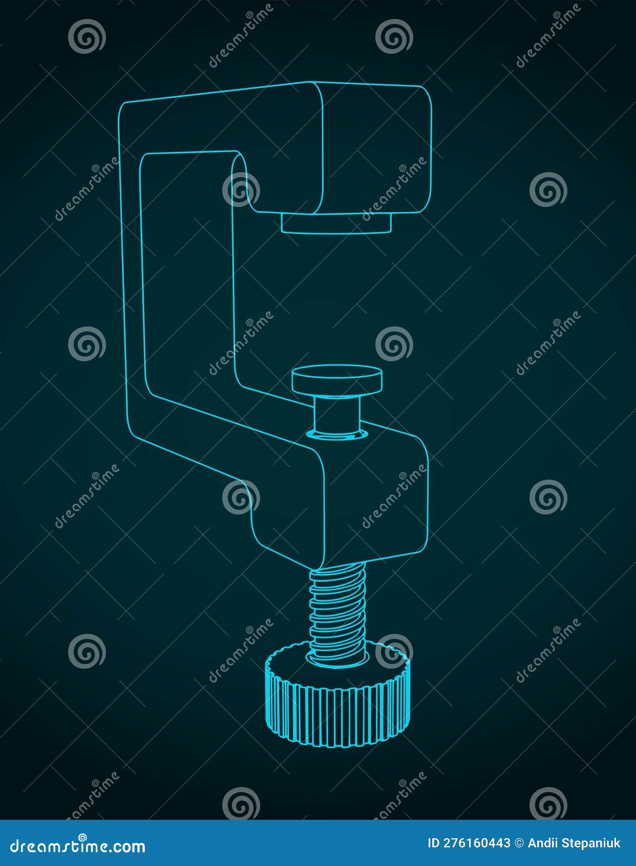 C-clamp blueprint stock vector. Illustration of pressure - 276160443
