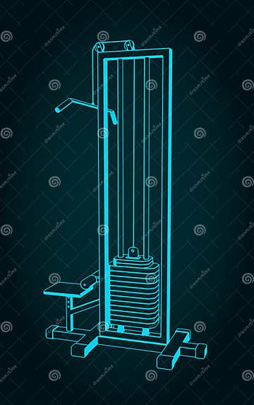 Lat Pulldown Machine Blueprint Stock Vector - Illustration of machine ...