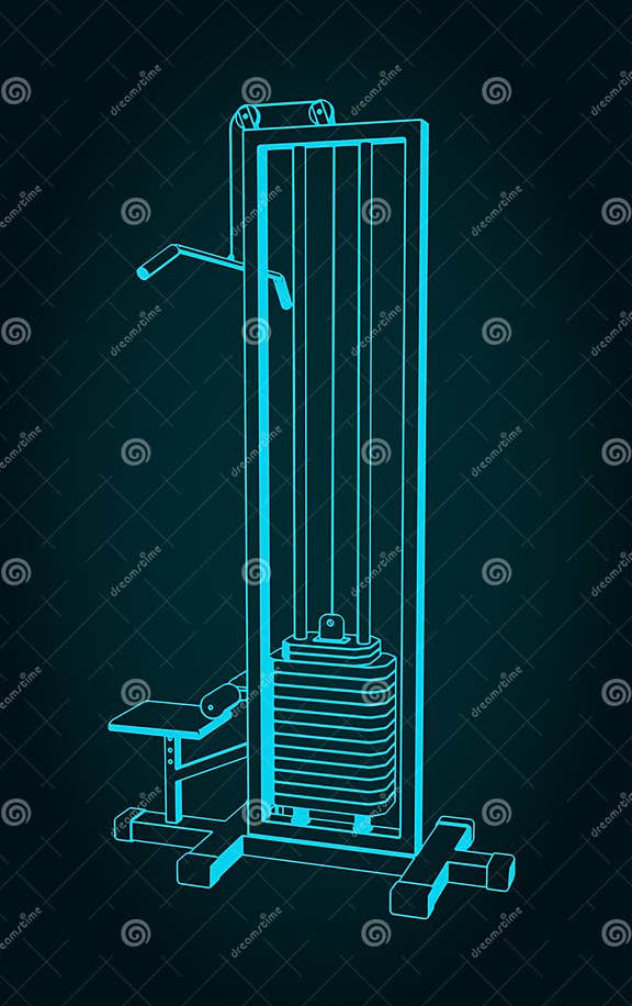 Lat Pulldown Machine Blueprint Stock Vector - Illustration of machine ...