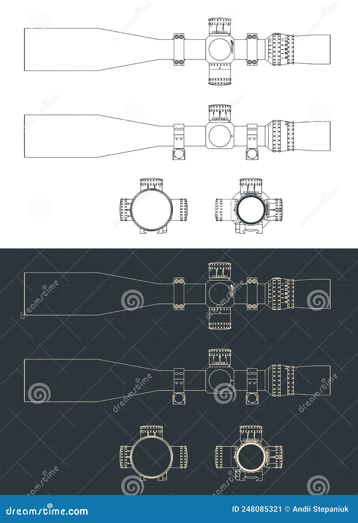 Optical sight blueprints stock vector. Illustration of objective ...