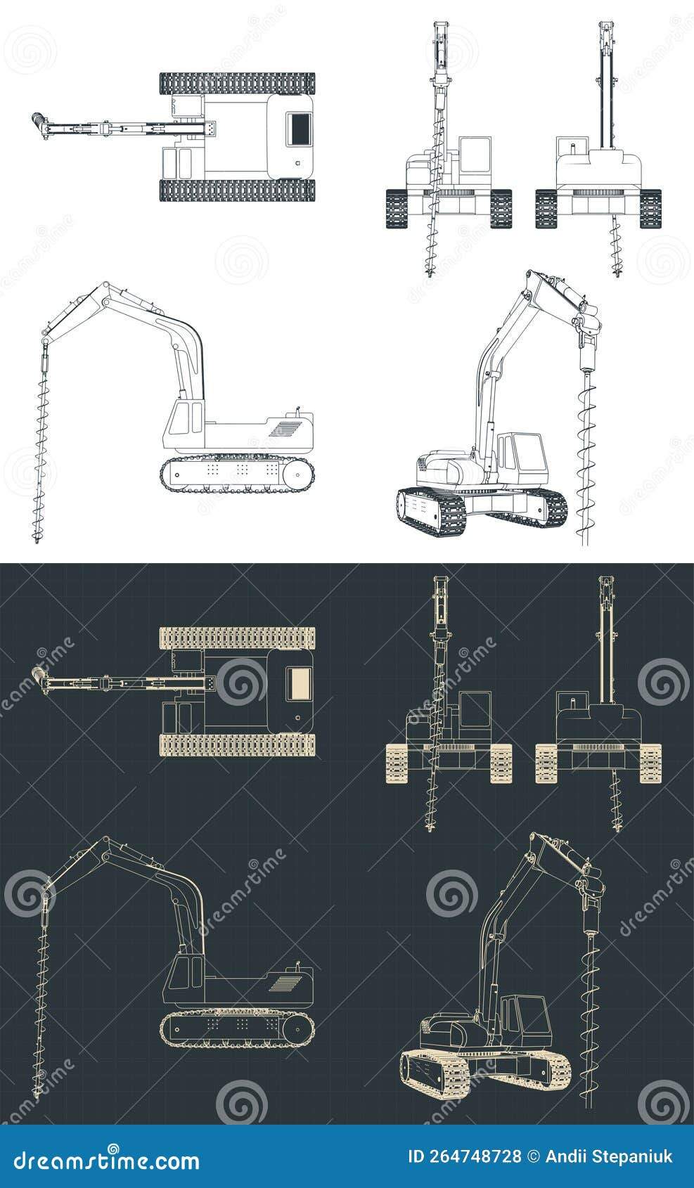 Pile Drilling Machine Blueprints Stock Vector - Illustration of hole ...