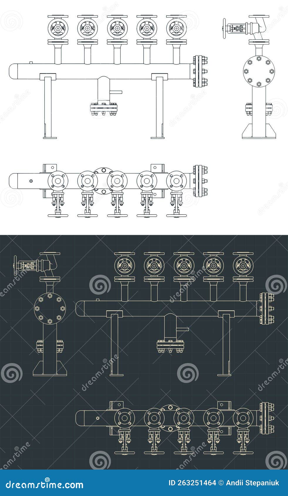 Steam header blueprints stock vector. Illustration of station - 263251464