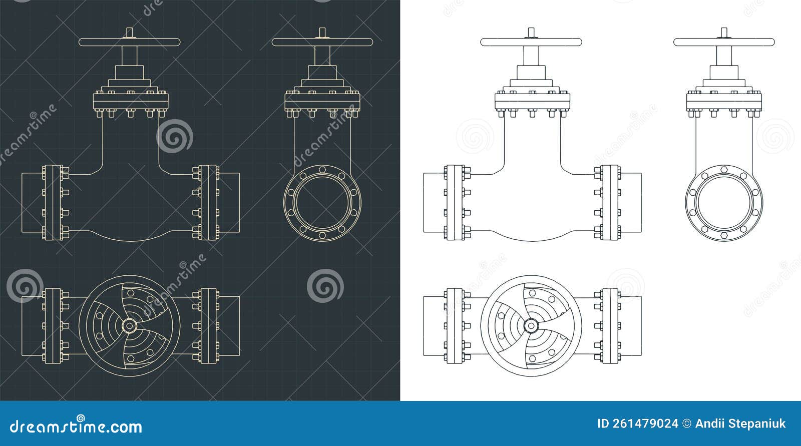 Valve blueprints stock vector. Illustration of control - 261479024