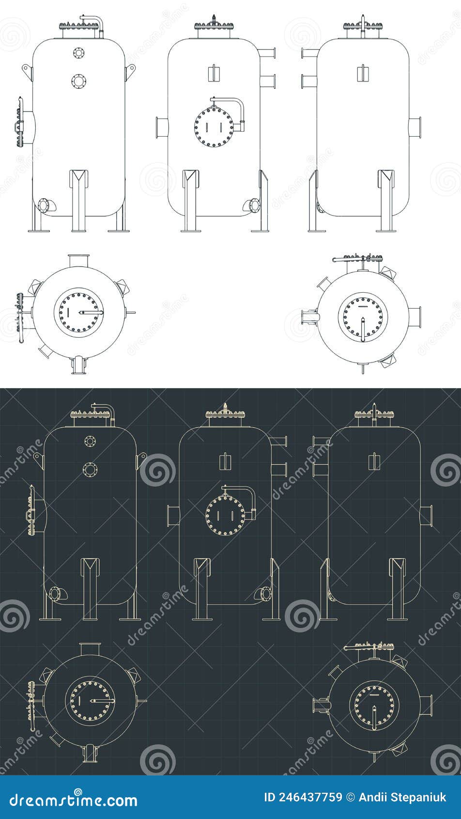 Vertical Pressure Tank Blueprints Stock Vector - Illustration of sketch ...