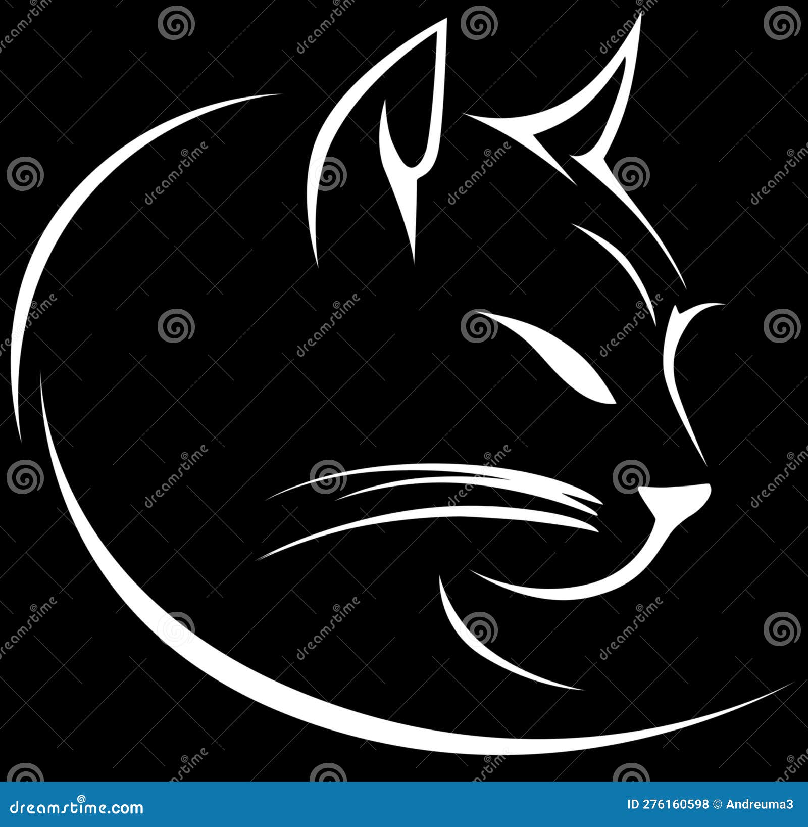 Stylized Vector Illustration of Cat Face Stock Photo - Image of tattoo ...