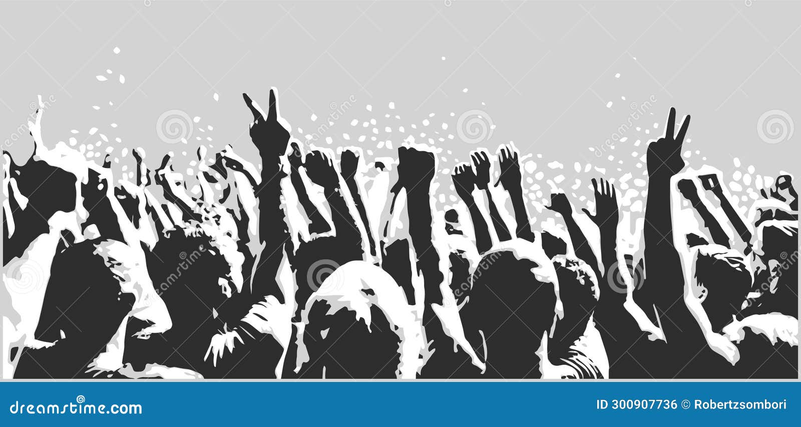 Illustration of Dynamic, Cheering Crowd at Concert, Event Stock ...