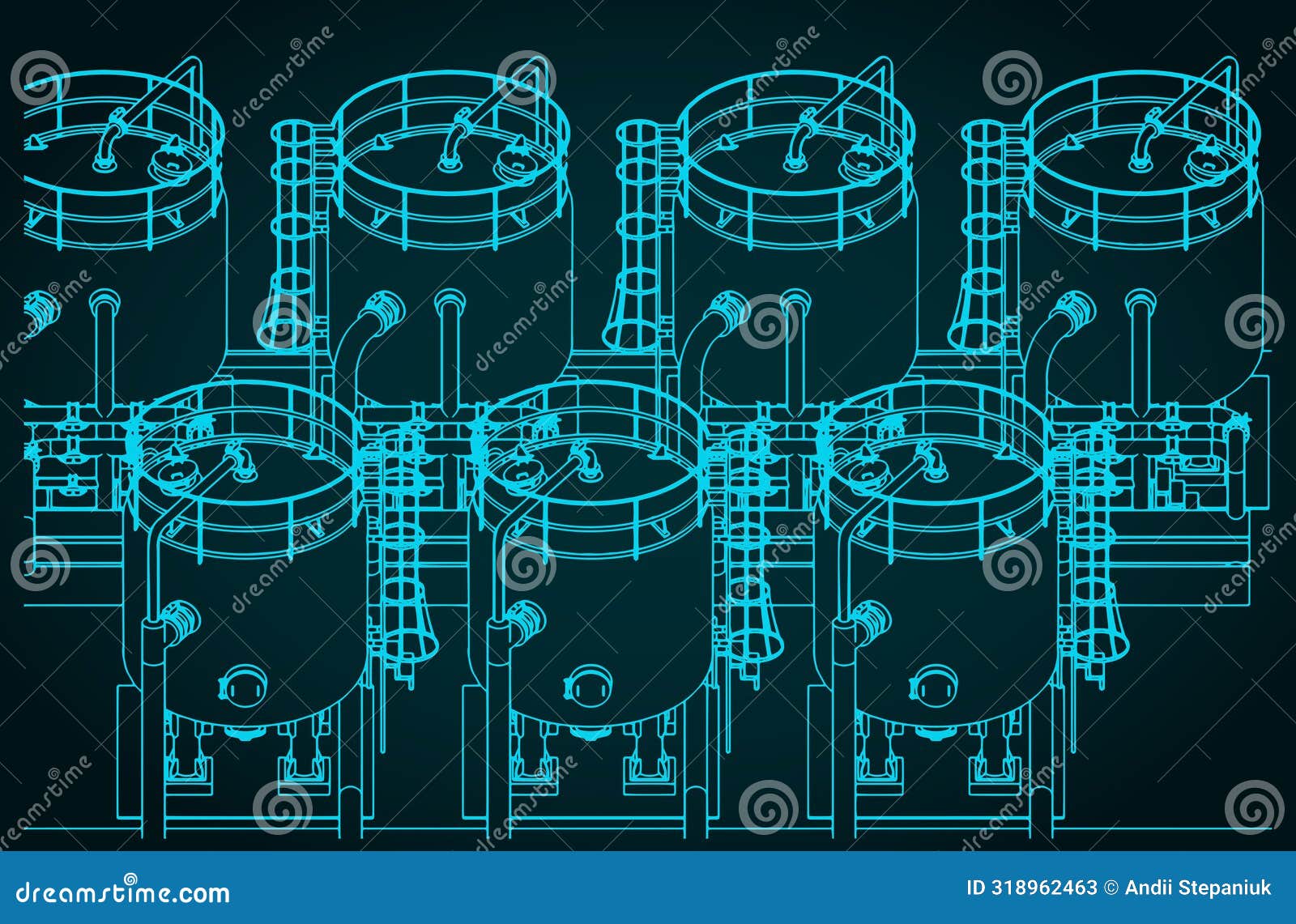 Production Tanks Blueprints Vector Illustration | CartoonDealer.com ...