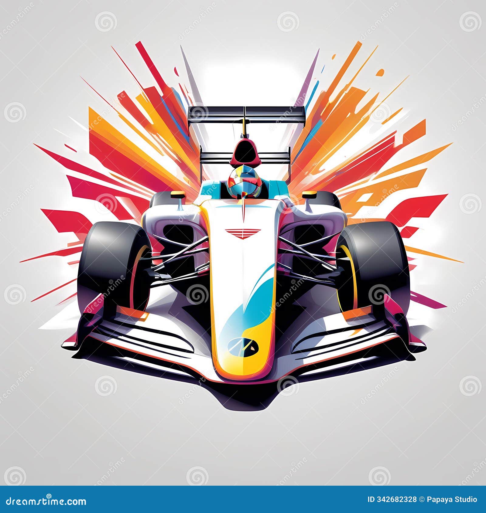 Modern Formula One Racing Car with Dynamic Abstract Background Stock ...