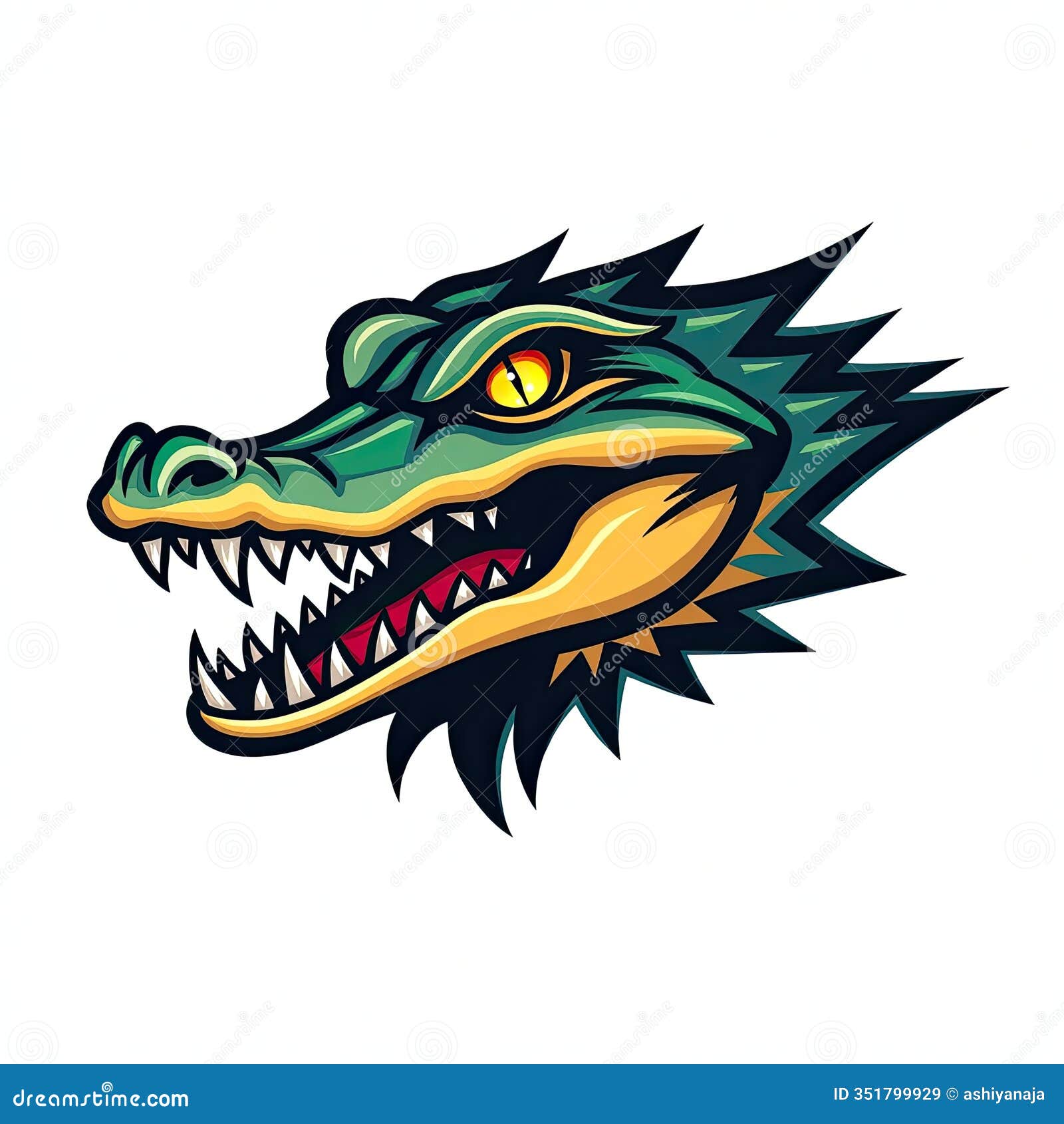 Stylized Vector Illustration of a Crocodiles Head Isolated in White ...