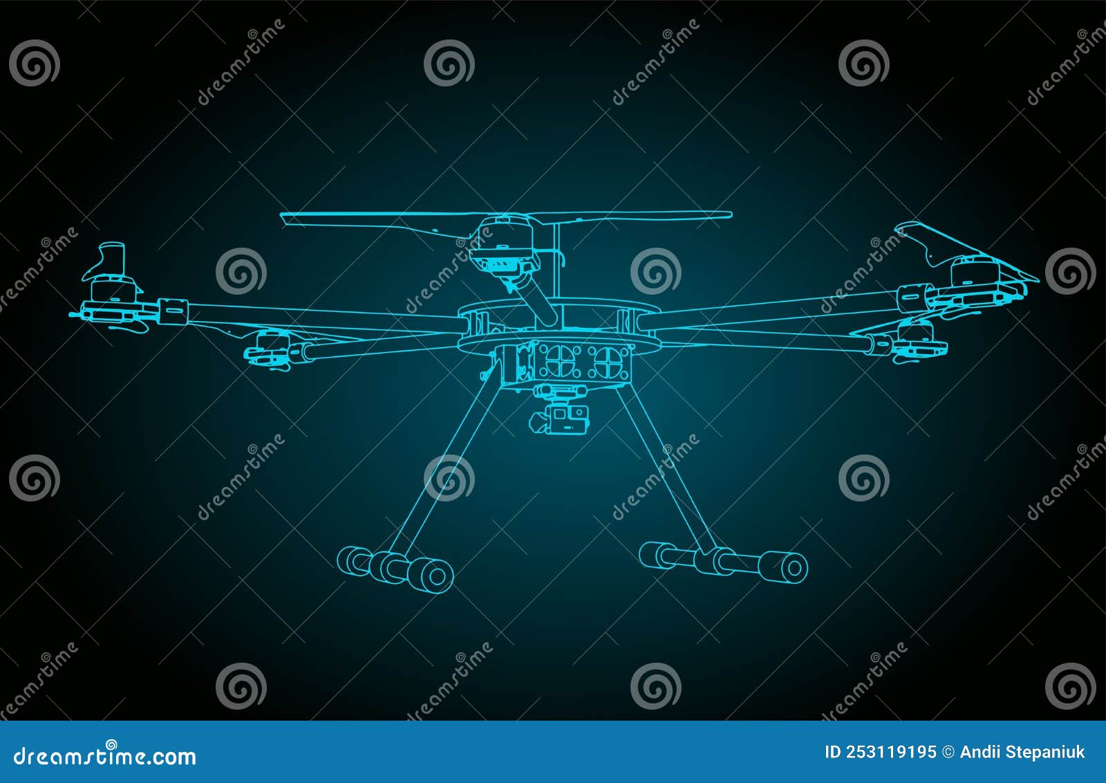 Hexacopter illustration stock vector. Illustration of rotorcraft ...
