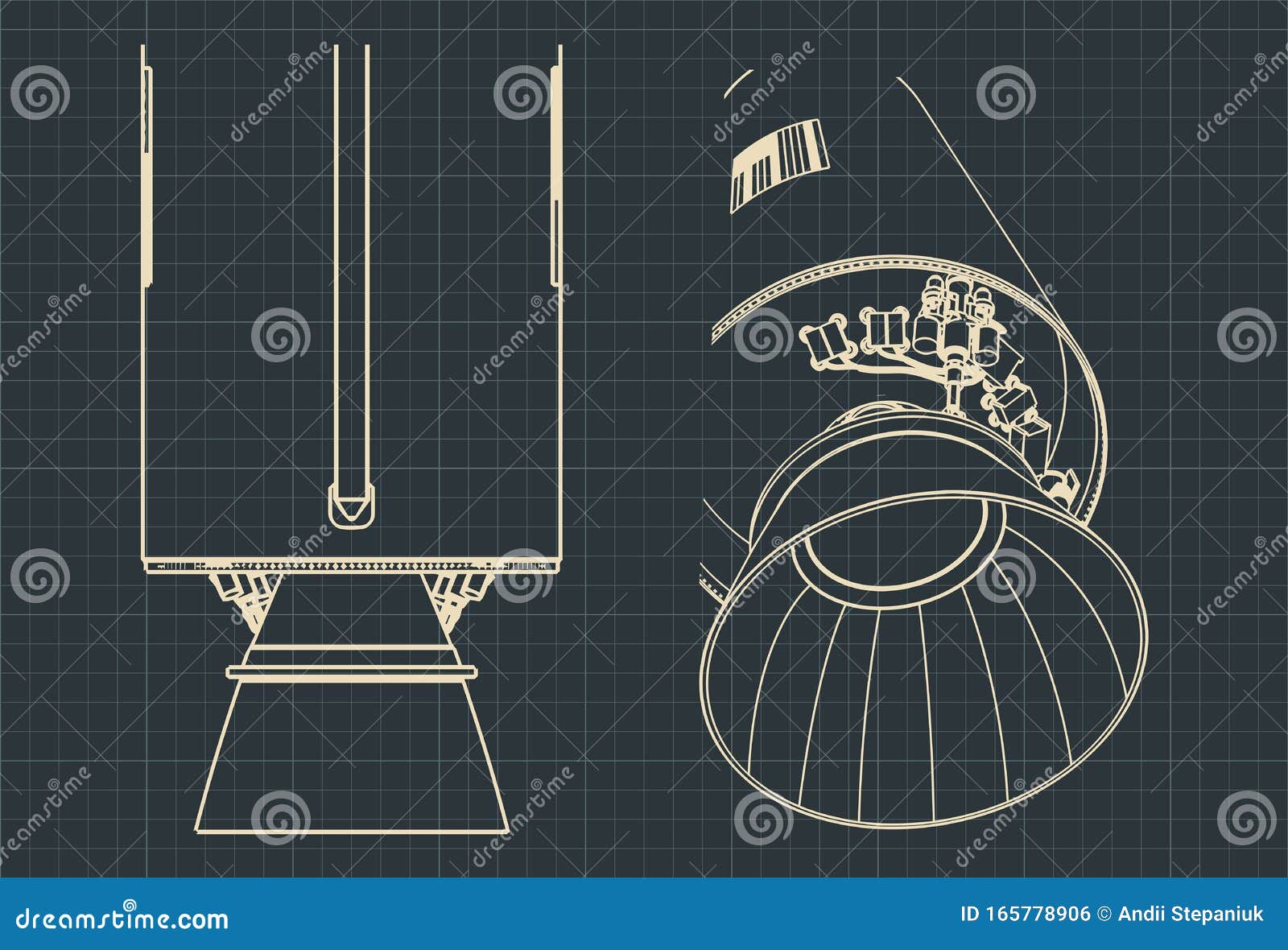 Launch Vehicle and Its Engines Drawings Stock Vector - Illustration of ...