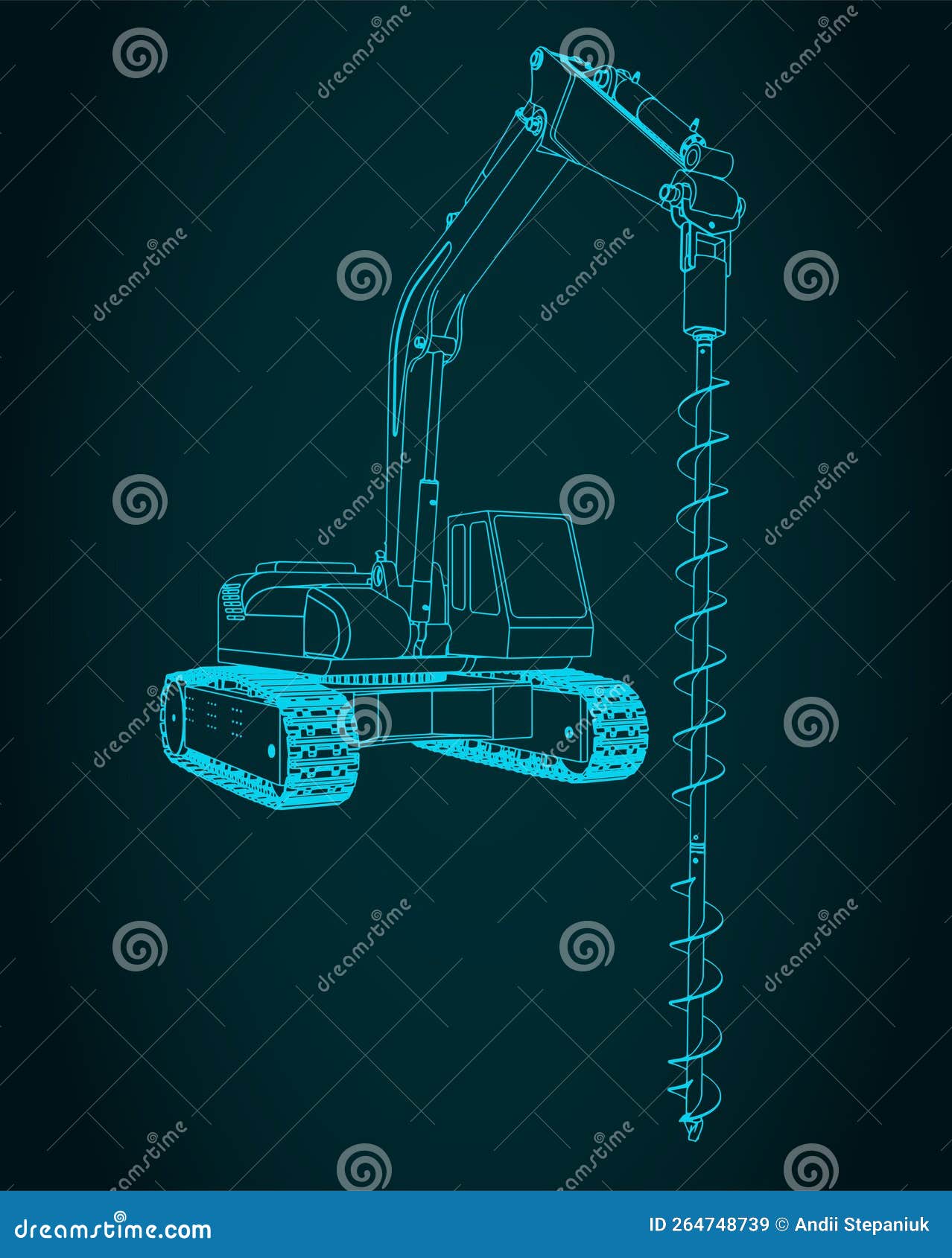 Pile drilling machine stock vector. Illustration of engineering - 264748739