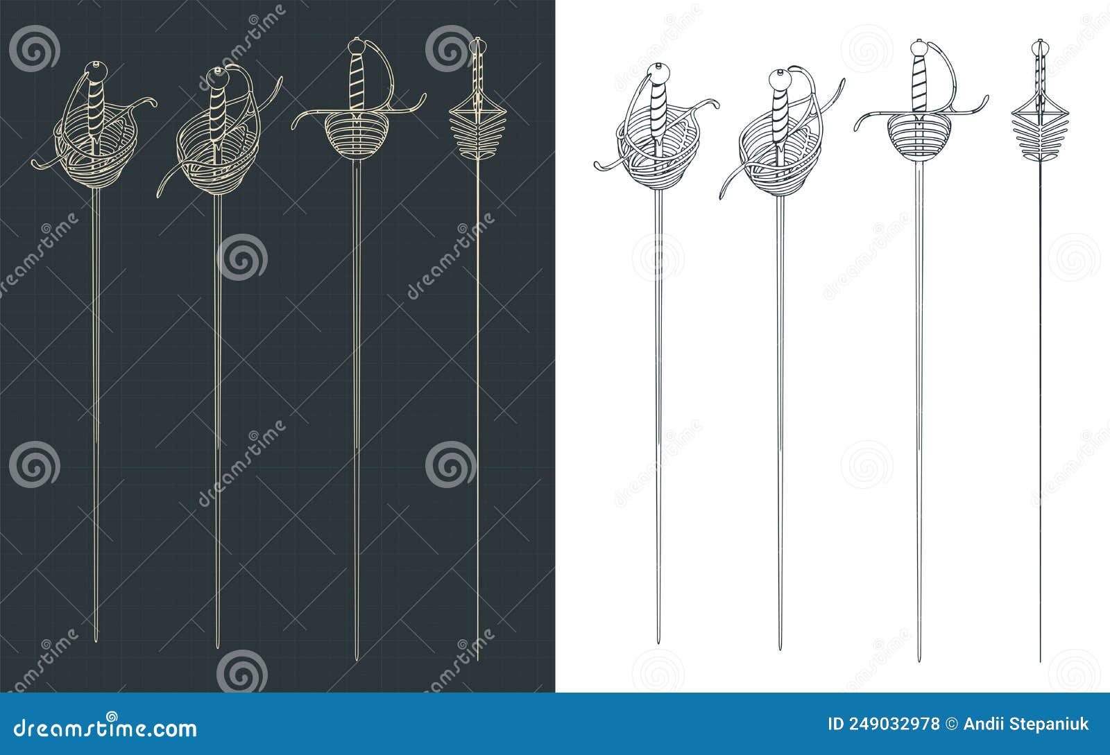 Rapier drawings stock vector. Illustration of handle - 249032978