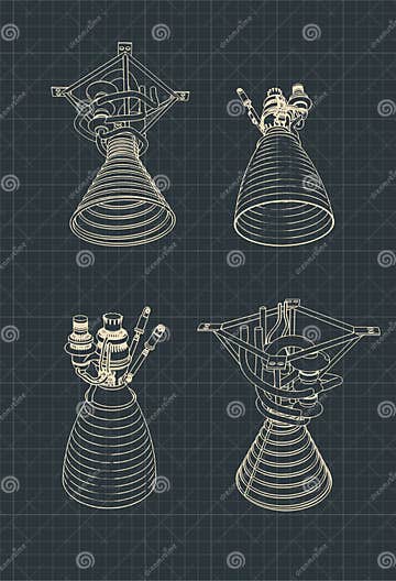 Rocket engines drawings stock vector. Illustration of engineer - 165778962