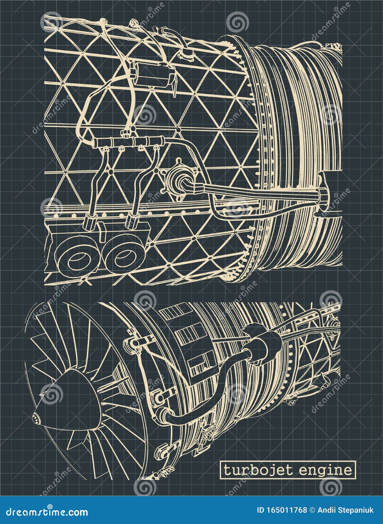 Turbojet engine drawings stock vector. Illustration of aircraft - 165011768