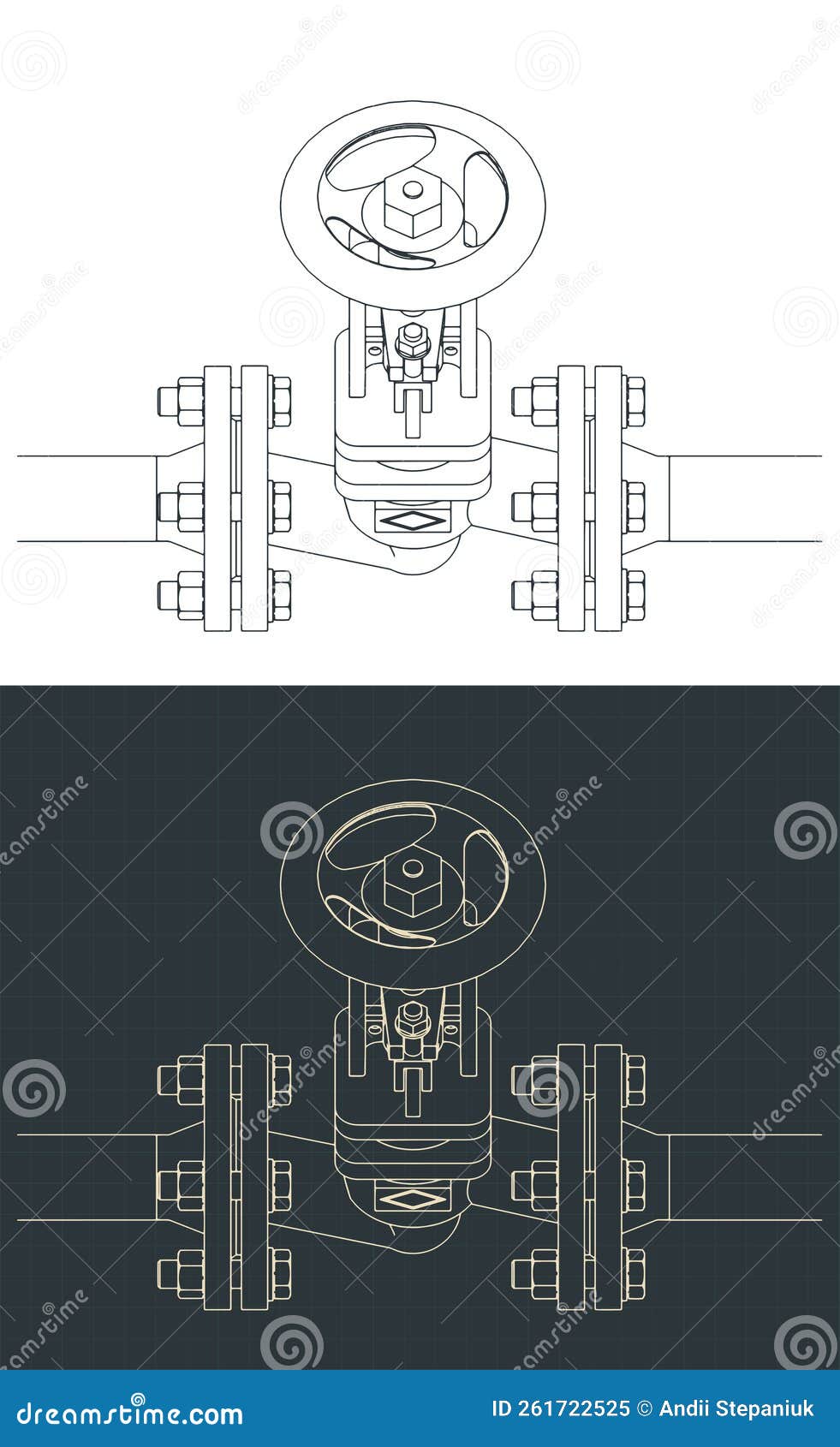 Bypass Steam Valve Isometric Blueprints Vector Illustration ... Bypass Steam Valve Isometric Blueprints Vector Illustration ...