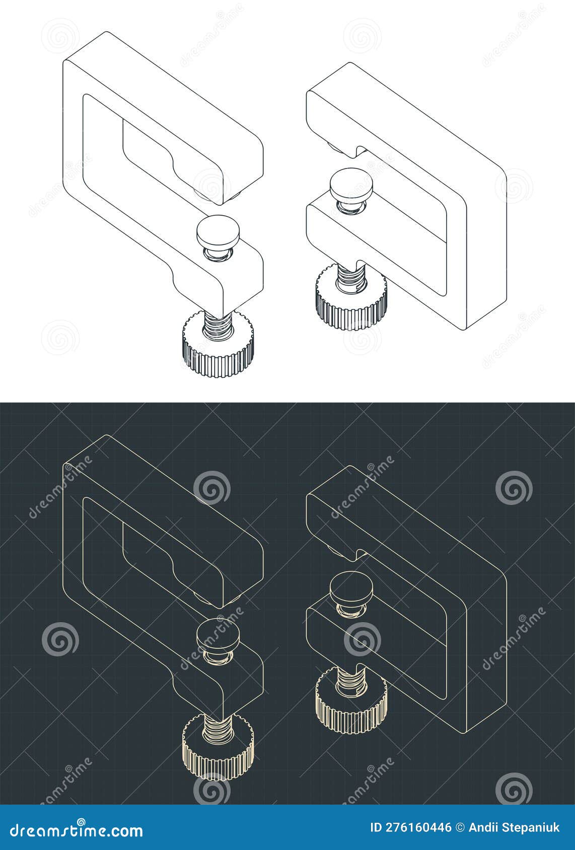 C-clamp Isometric Blueprints Stock Vector - Illustration of blueprints ...