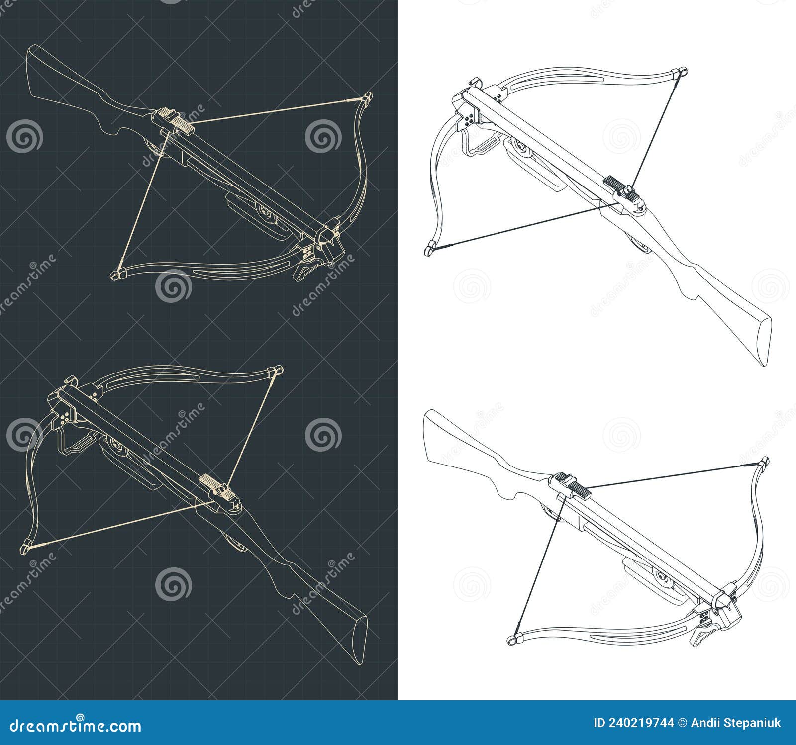 Crossbow Isometric Blueprints Stock Vector - Illustration of powerful ...