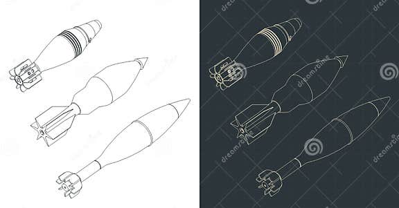 Mortar Shells Isometric Blueprints Stock Vector - Illustration of army ...