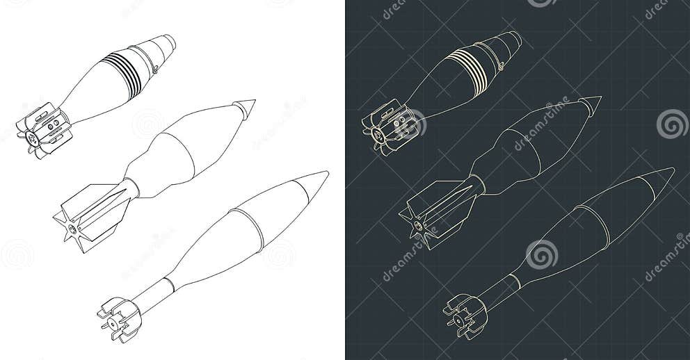 Mortar Shells Isometric Blueprints Stock Vector - Illustration of army ...