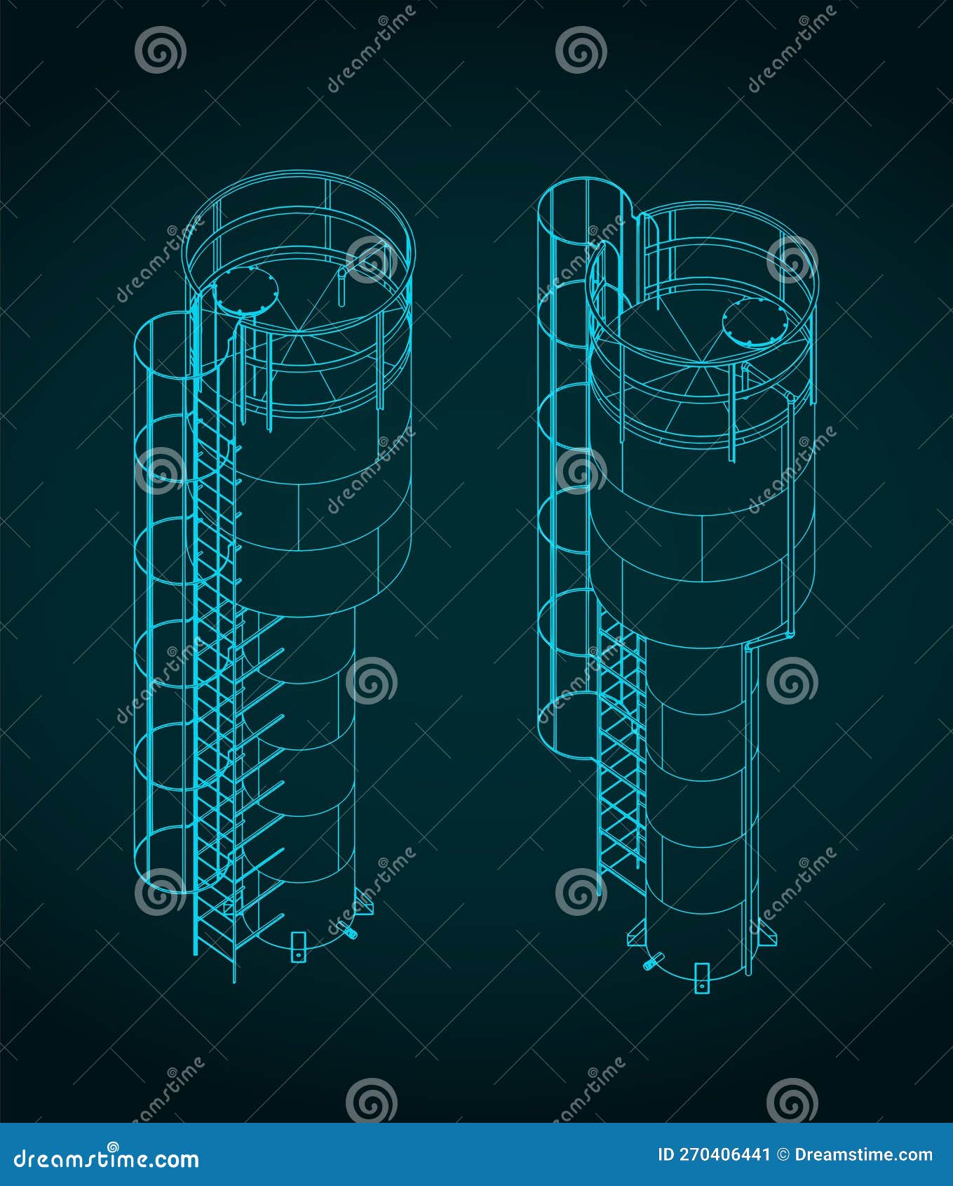 Water tank stock vector. Illustration of drawings, construction - 270406441