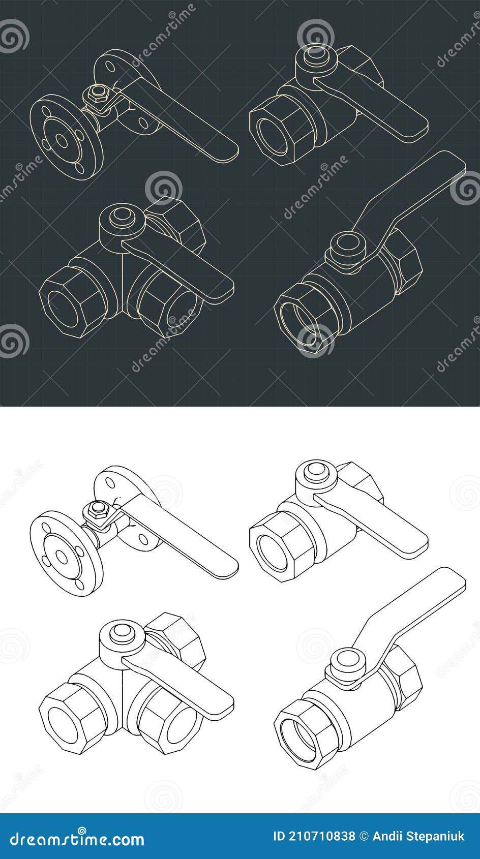Ball Valves Isometric Drawings Set Vector Illustration | CartoonDealer ...
