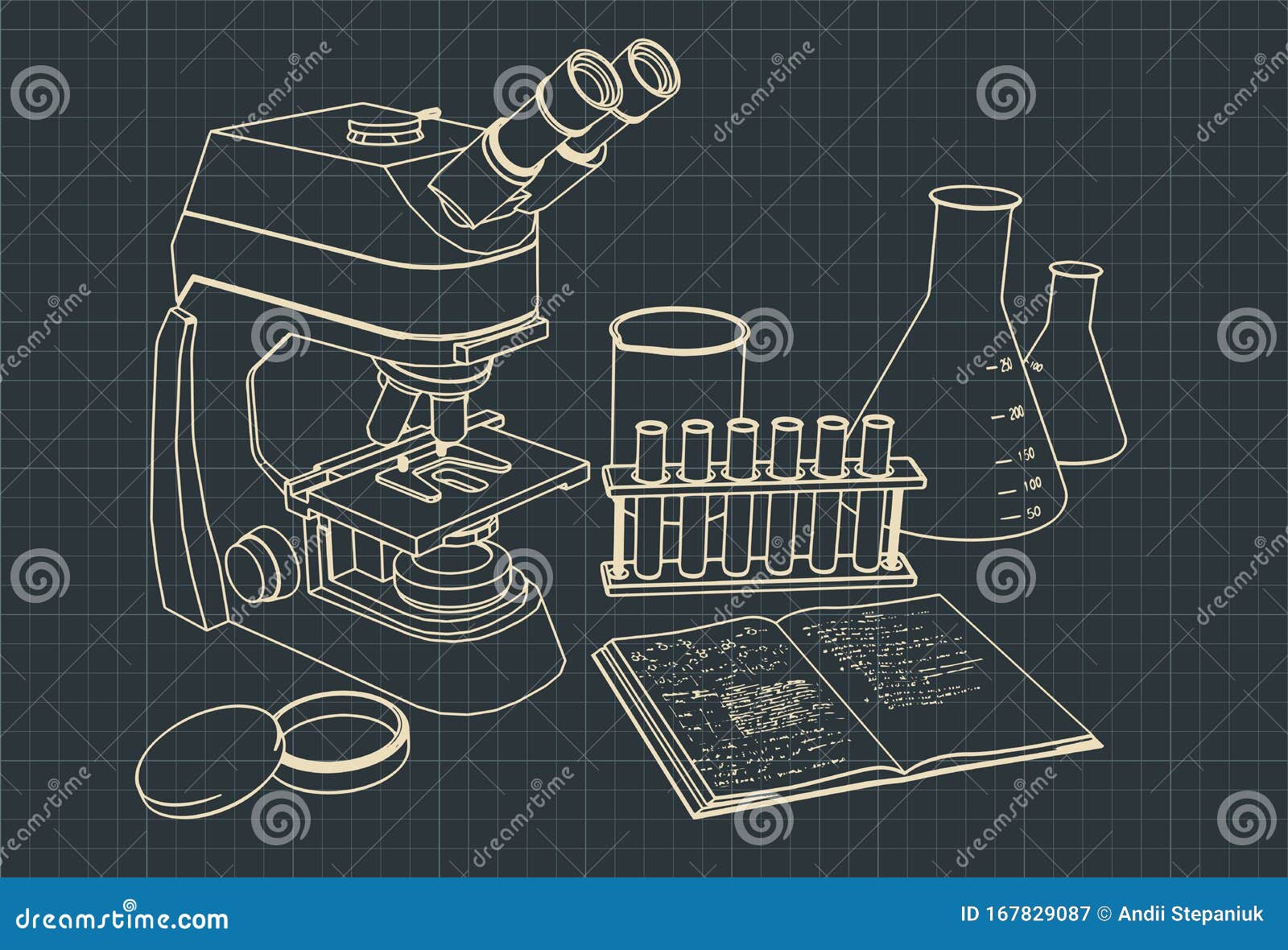 Microscope and Laboratory Equipment Stock Vector - Illustration of ...