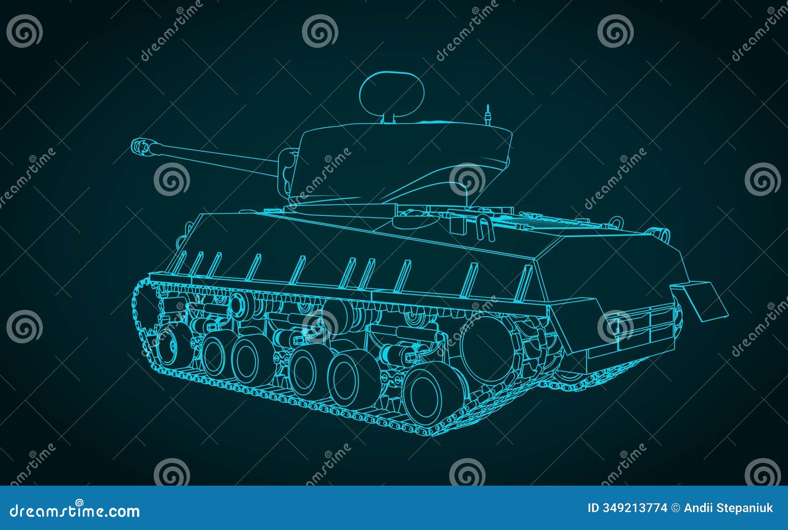 M4 Sherman Tank Illustration Cartoon Vector | CartoonDealer.com #349213779