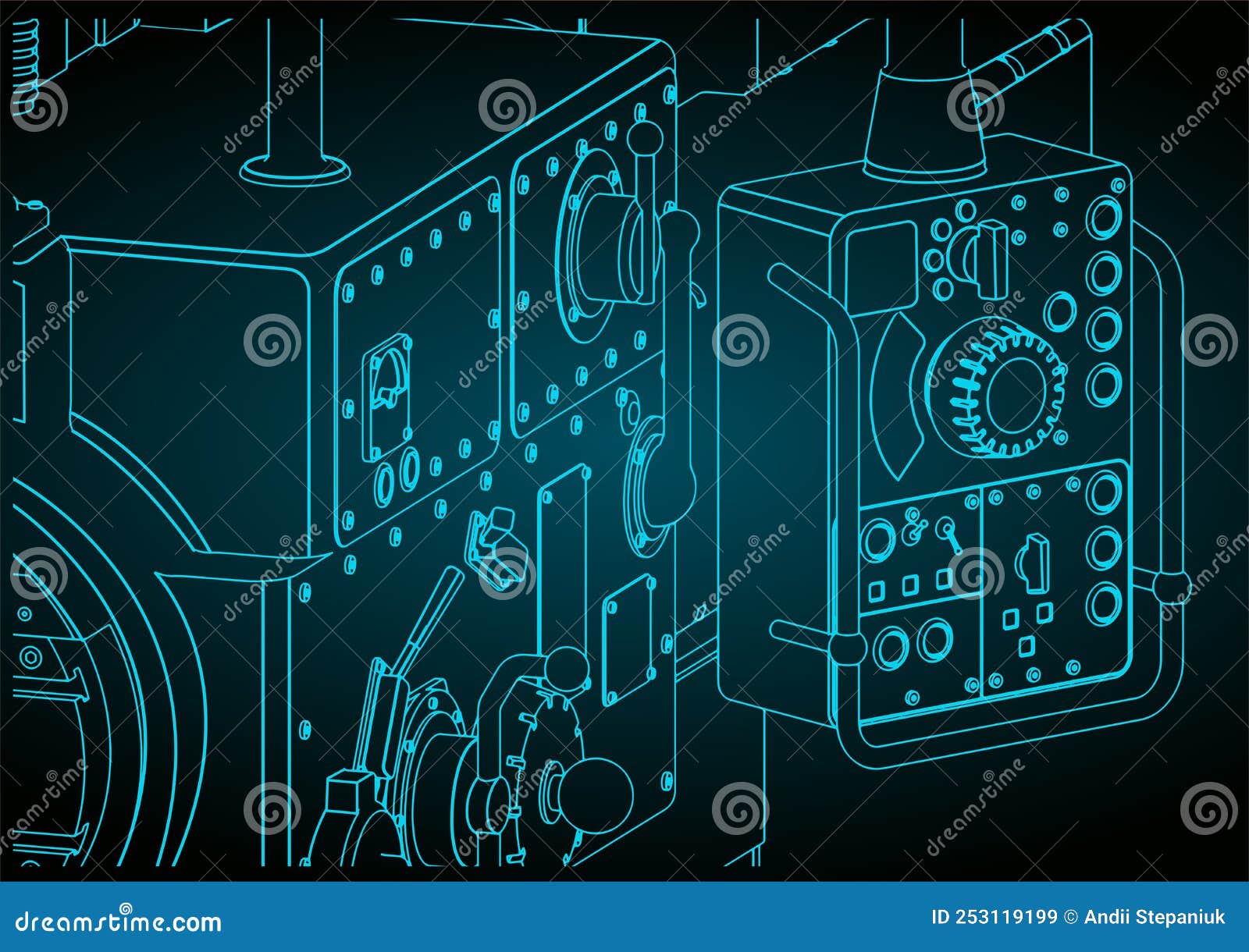 Milling Machine Control Module Close-up Stock Vector - Illustration of ...