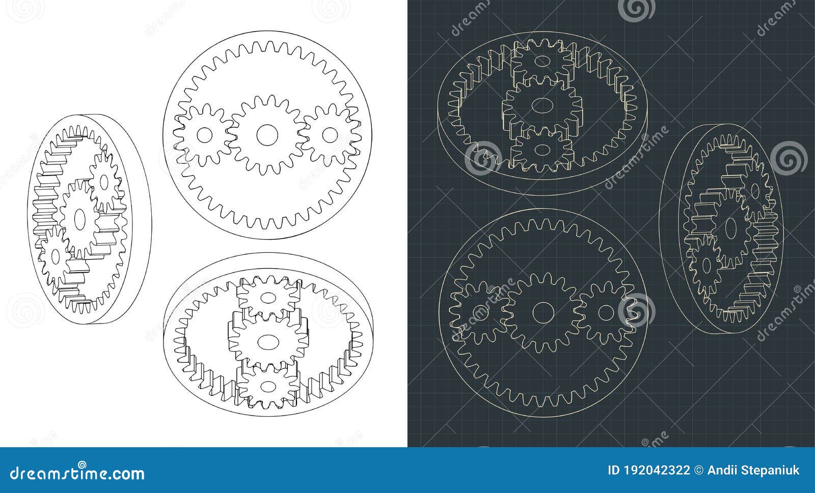 Planetary Gears Drawings stock vector. Illustration of technical ...
