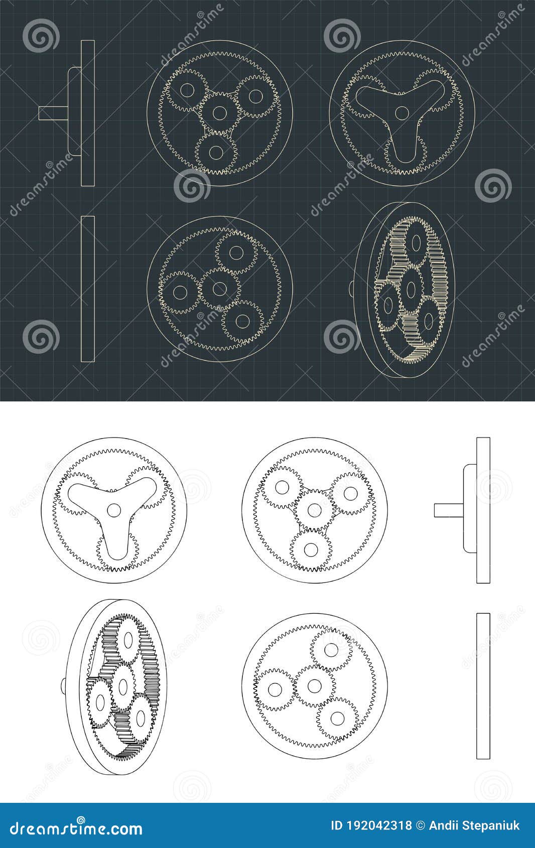 Planetary Gears Drawings Illustrations Stock Vector - Illustration of ...