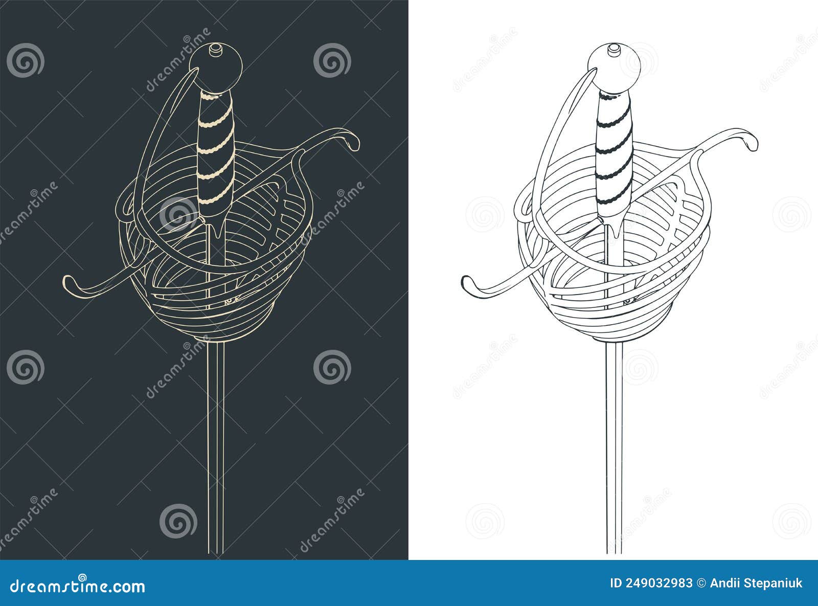 Rapier hilt close up stock vector. Illustration of sword - 249032983