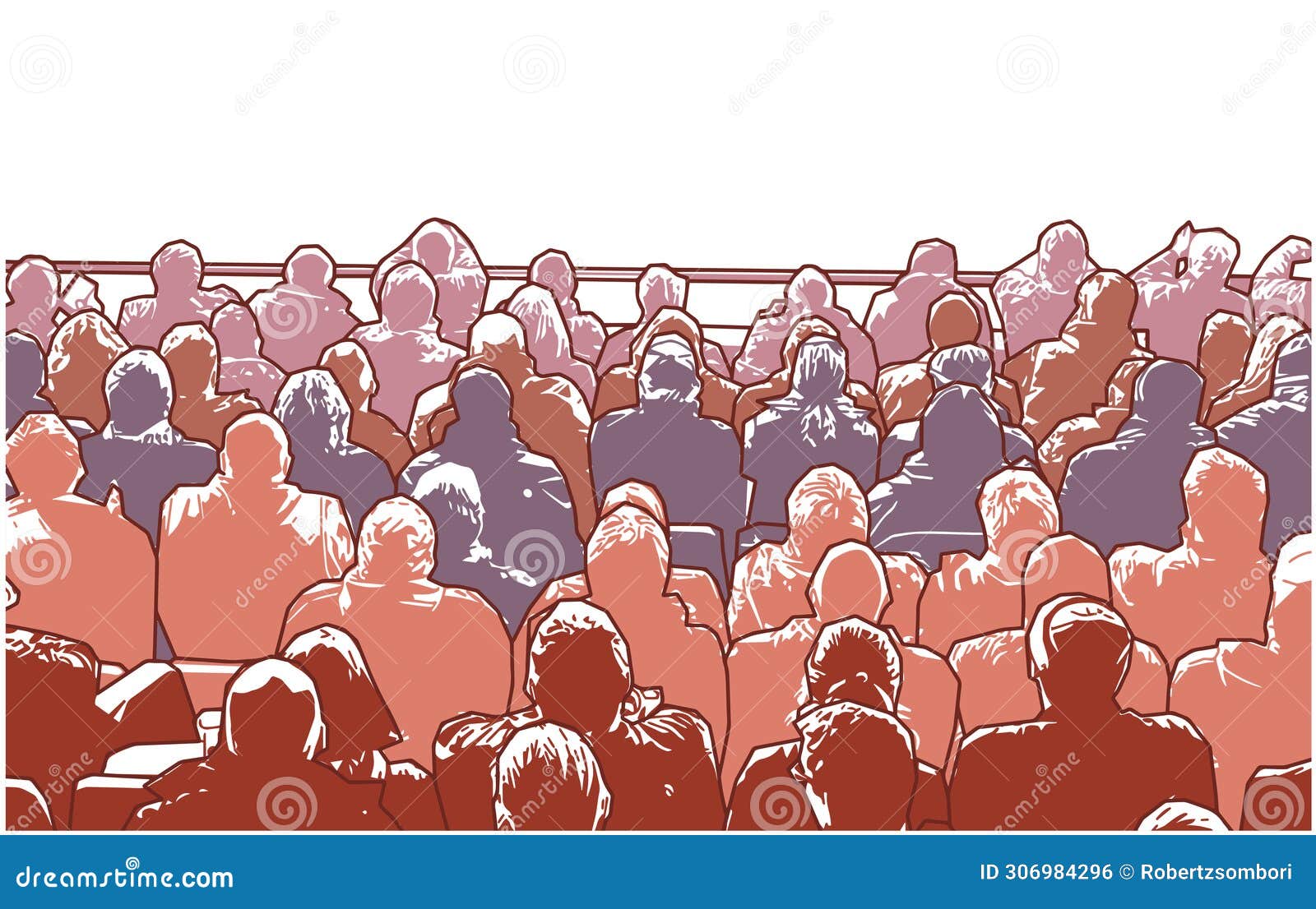 Stylized Vector Illustration of Seated Sports Stadium Audience Stock ...