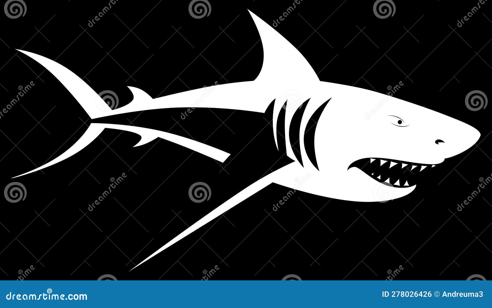 Stylized Vector Illustration of Shark Stock Photo - Image of tattoo ...