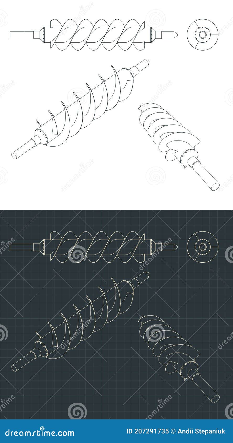 Archimedes Screw Drawings Vector Illustration | CartoonDealer.com ...