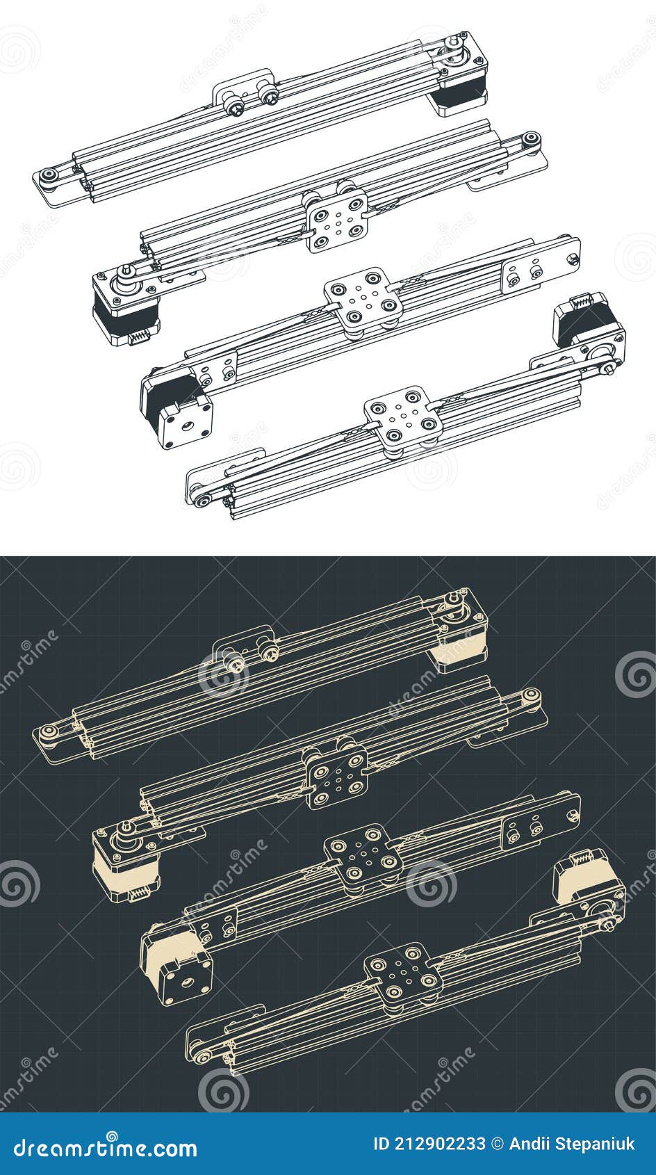 XY Linear Actuator Drawings Vector Illustration | CartoonDealer.com ...
