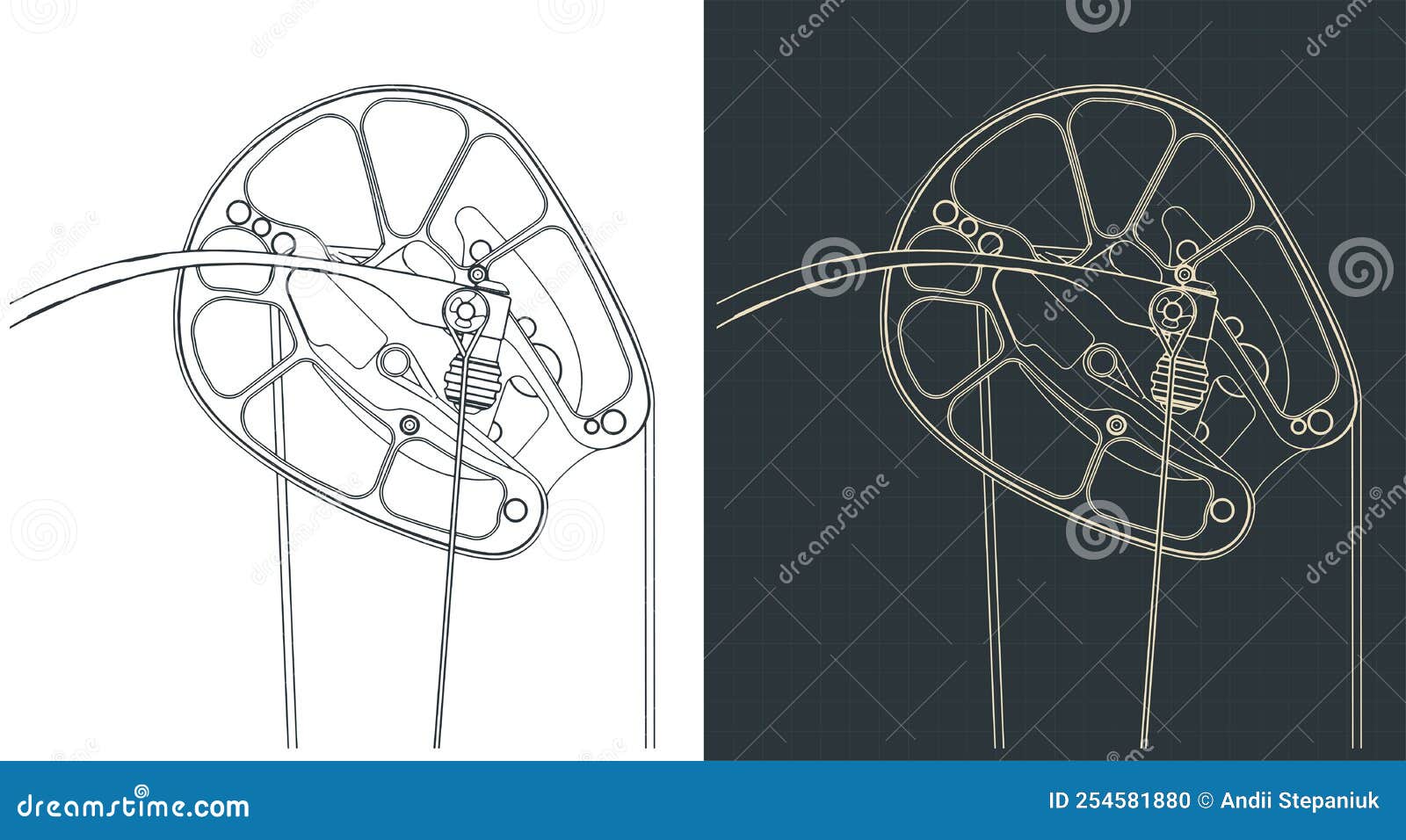 Compound Bow Cam Blueprints Stock Vector - Illustration of aluminum ...