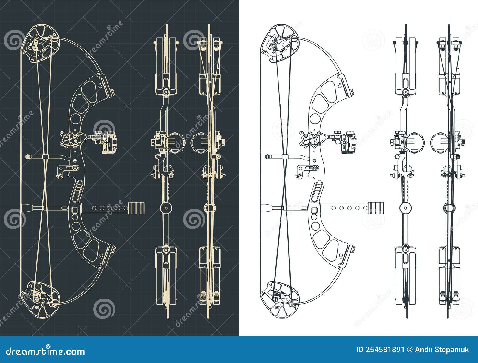 Compound Hunting Bow Blueprints Stock Vector - Illustration of hunt ...