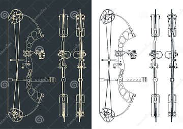 Compound Hunting Bow Blueprints Stock Vector - Illustration of hunt ...