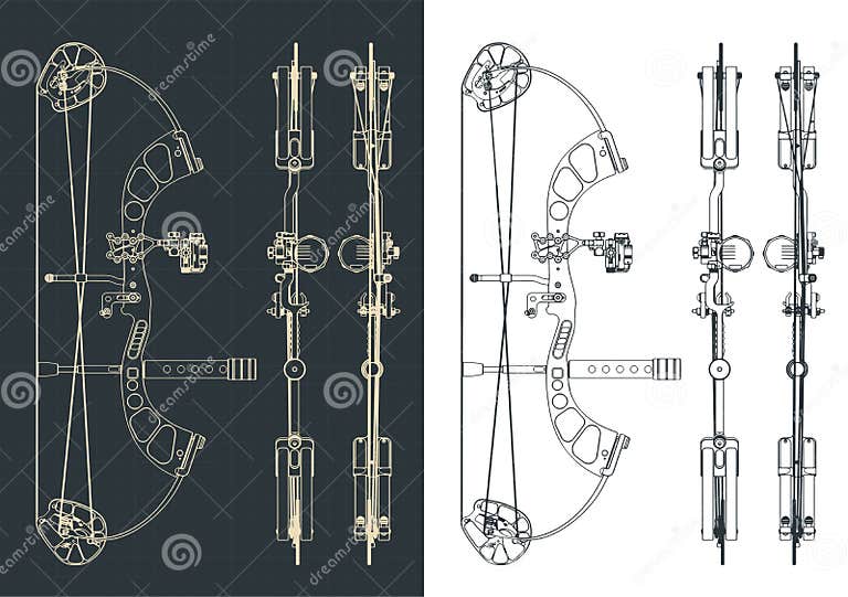 Compound Hunting Bow Blueprints Stock Vector - Illustration of hunt ...