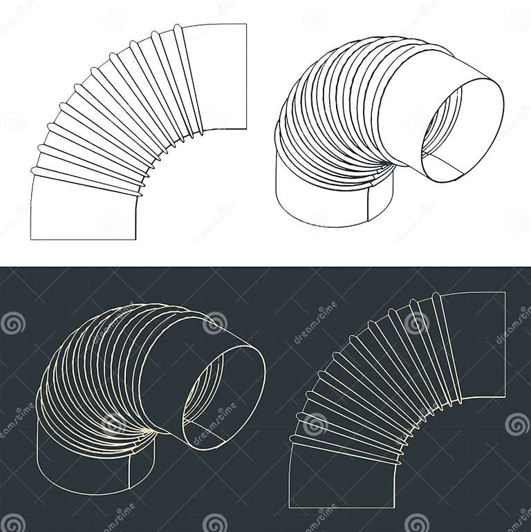 Flexible Duct Pipe Blueprints Stock Vector - Illustration of metal ...
