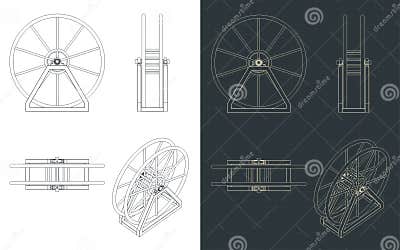 High Voltage Cable Drum Blueprints Stock Vector - Illustration of ...